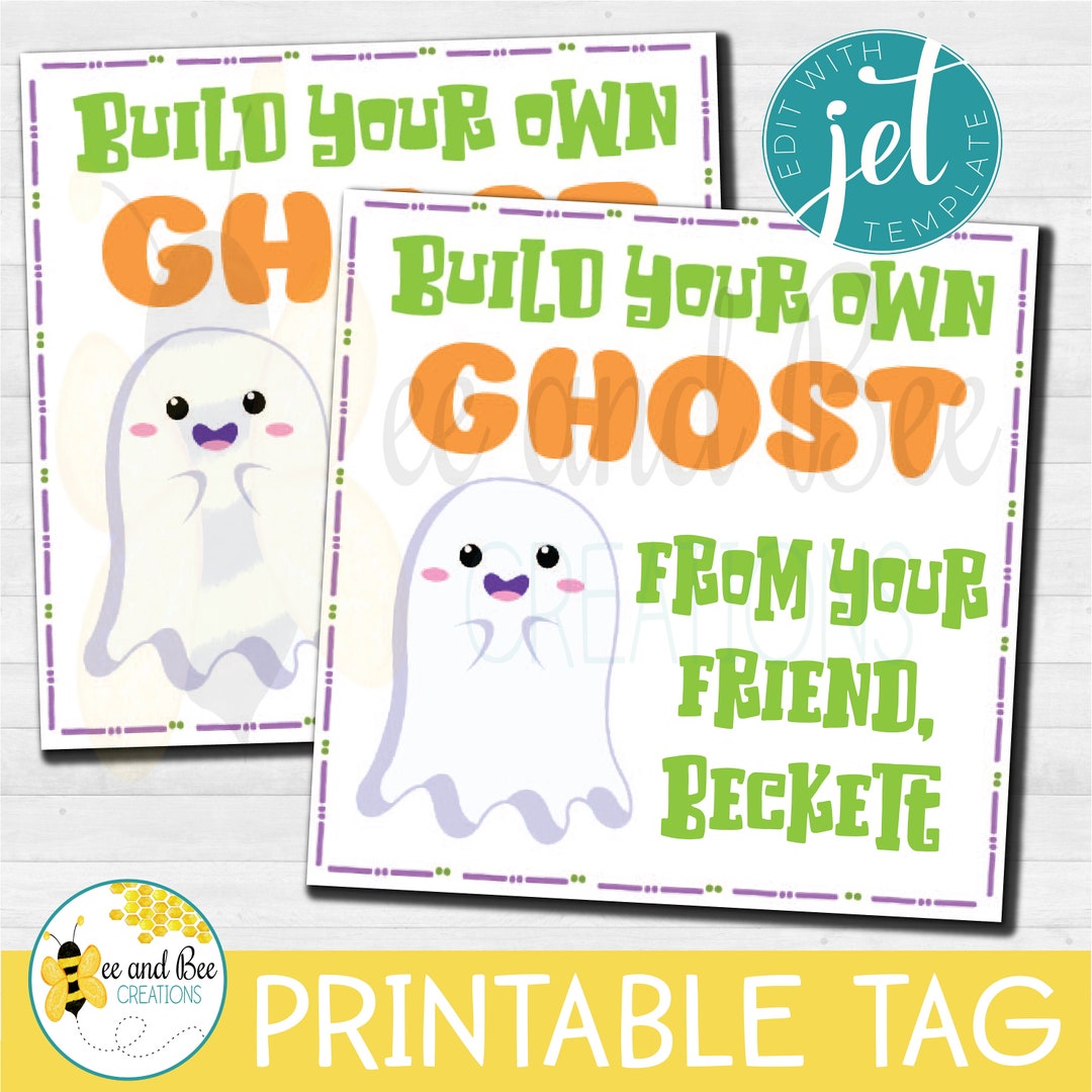 Halloween Ghost Gift Tag: Printable Party Favor (PNG, PDF, JPG) - Etsy