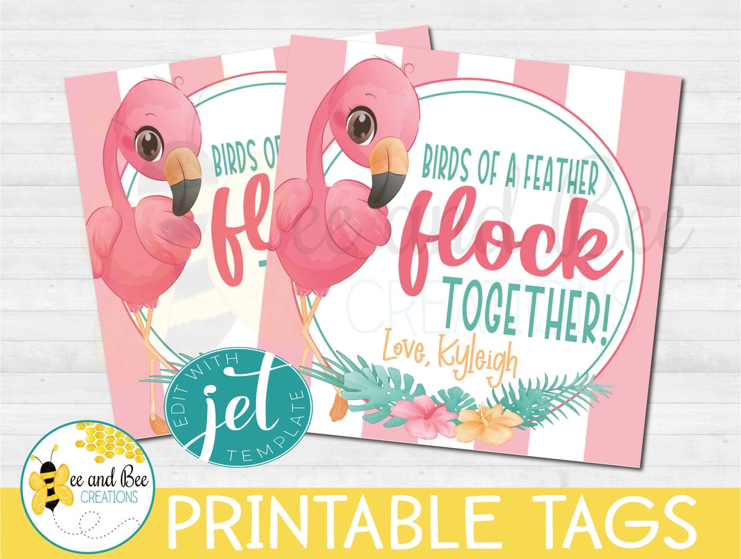 Flamingo Gift Tag - Png, Pdf and Jpg Files - Teacher Appreciation, Back ...