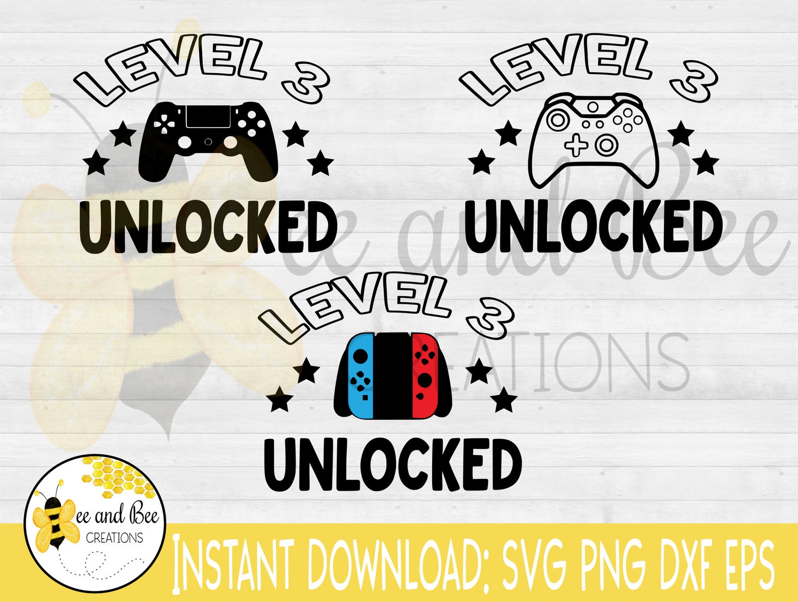 Level 3 Unlocked Svg Png Eps and Dxf Files Video Games - Etsy
