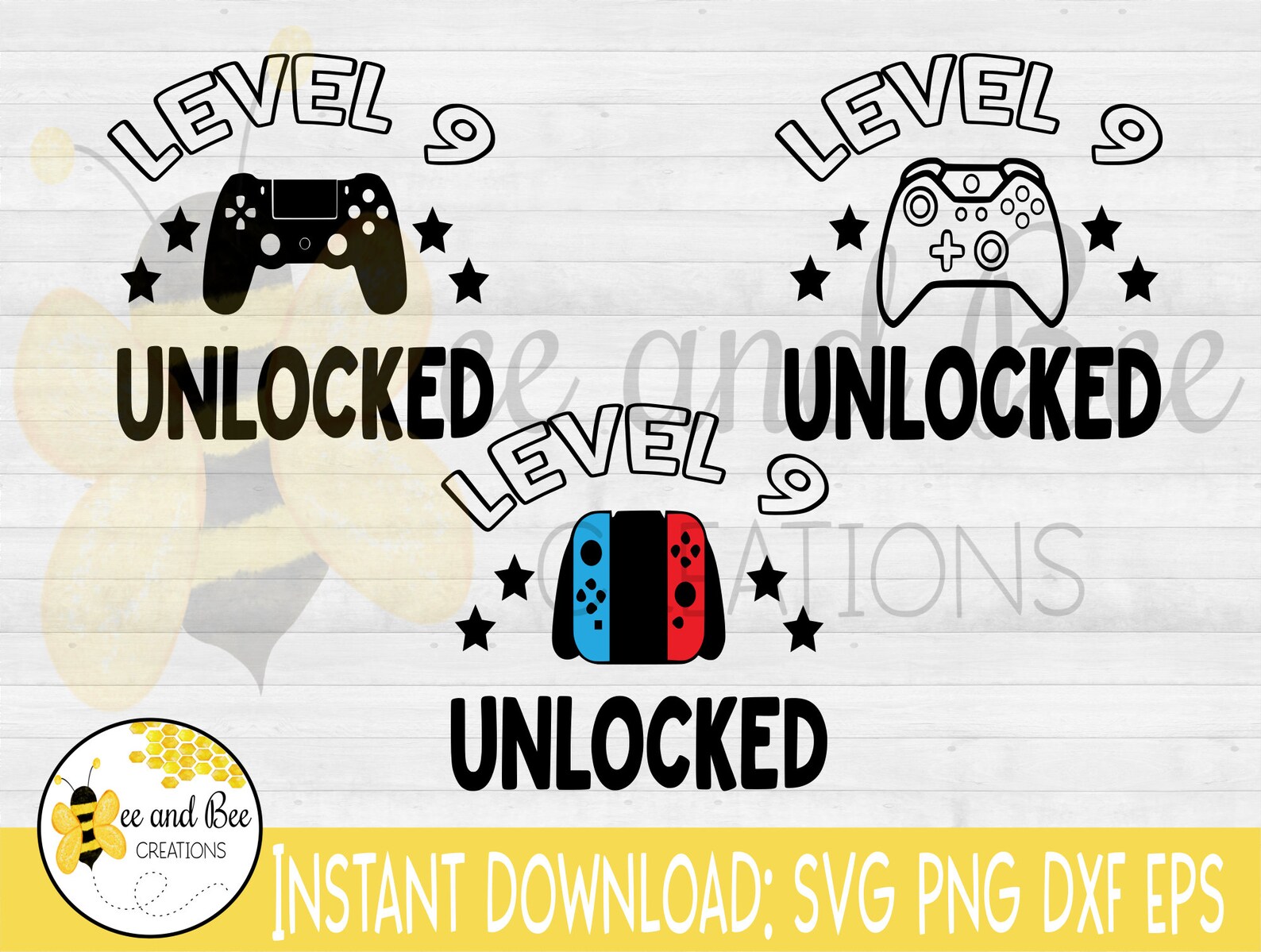 Level 9 Unlocked Svg Png Eps and Dxf Files Video Games | Etsy