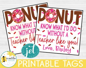 Donut Valentine's Day Gift Tag Png, Pdf and Jpg Files Valentine's Day ...