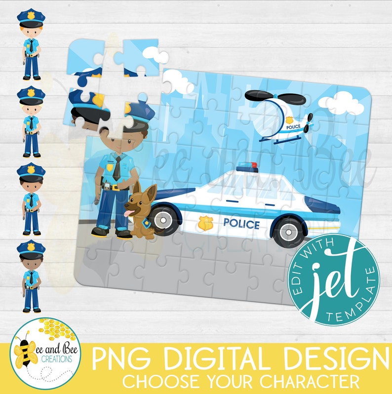 Police Puzzle Sublimation Design: Personalized Cop Gift (PNG Download ...