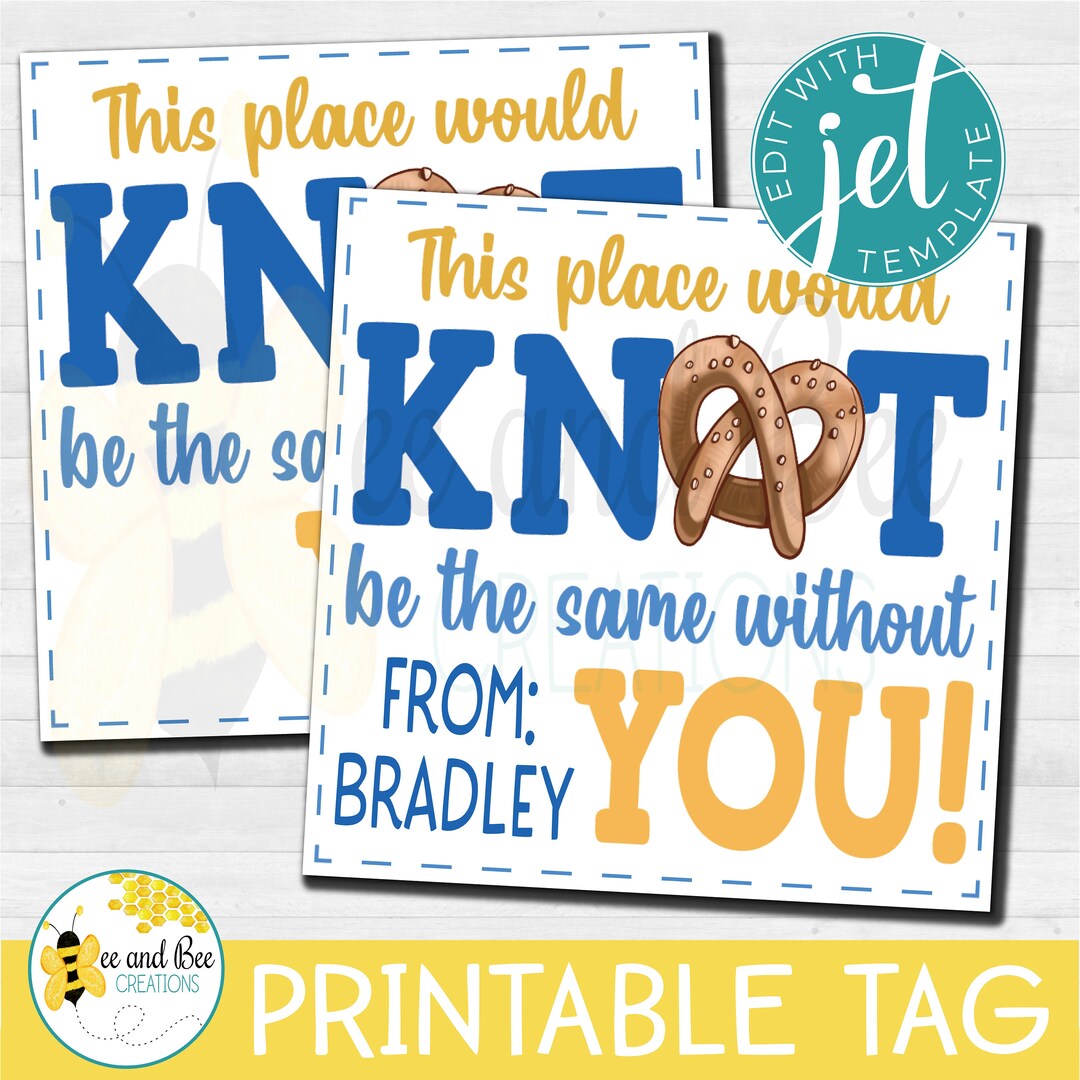 Knot Be the Same Without You Gift Tag - Png, Pdf and Jpg Files - Favor ...