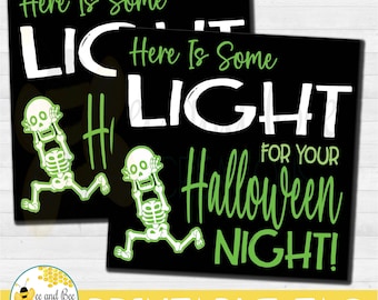 Printable Halloween Neon Little Light to Glow Your Night Cards - Etsy
