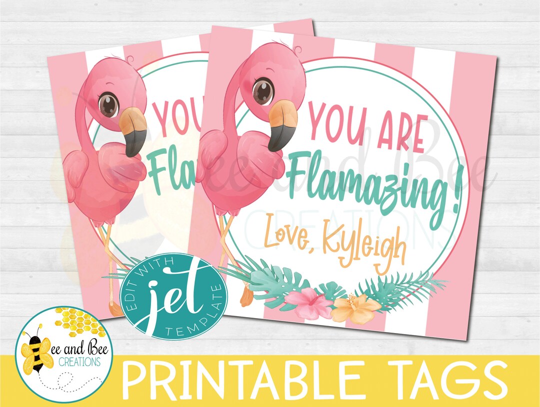 Flamingo Gift Tag - Png, Pdf and Jpg Files - Teacher Appreciation, Back ...