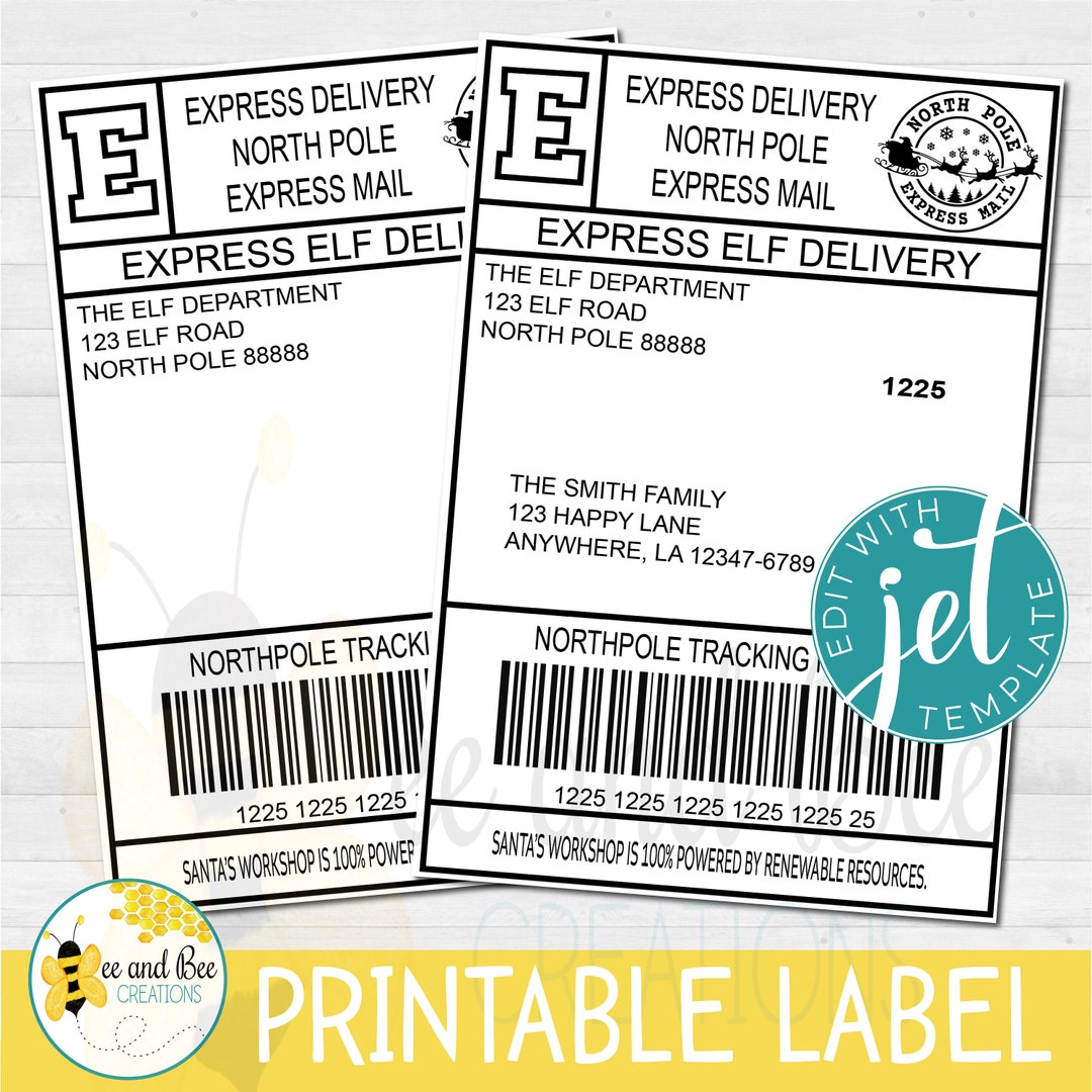 Editable Elf Shipping Label Printable - Instant Download, Elf Arrival ...
