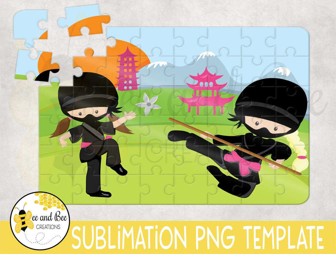 Ninja Puzzle Sublimation PNG Design Download, Personalization Gift Set ...