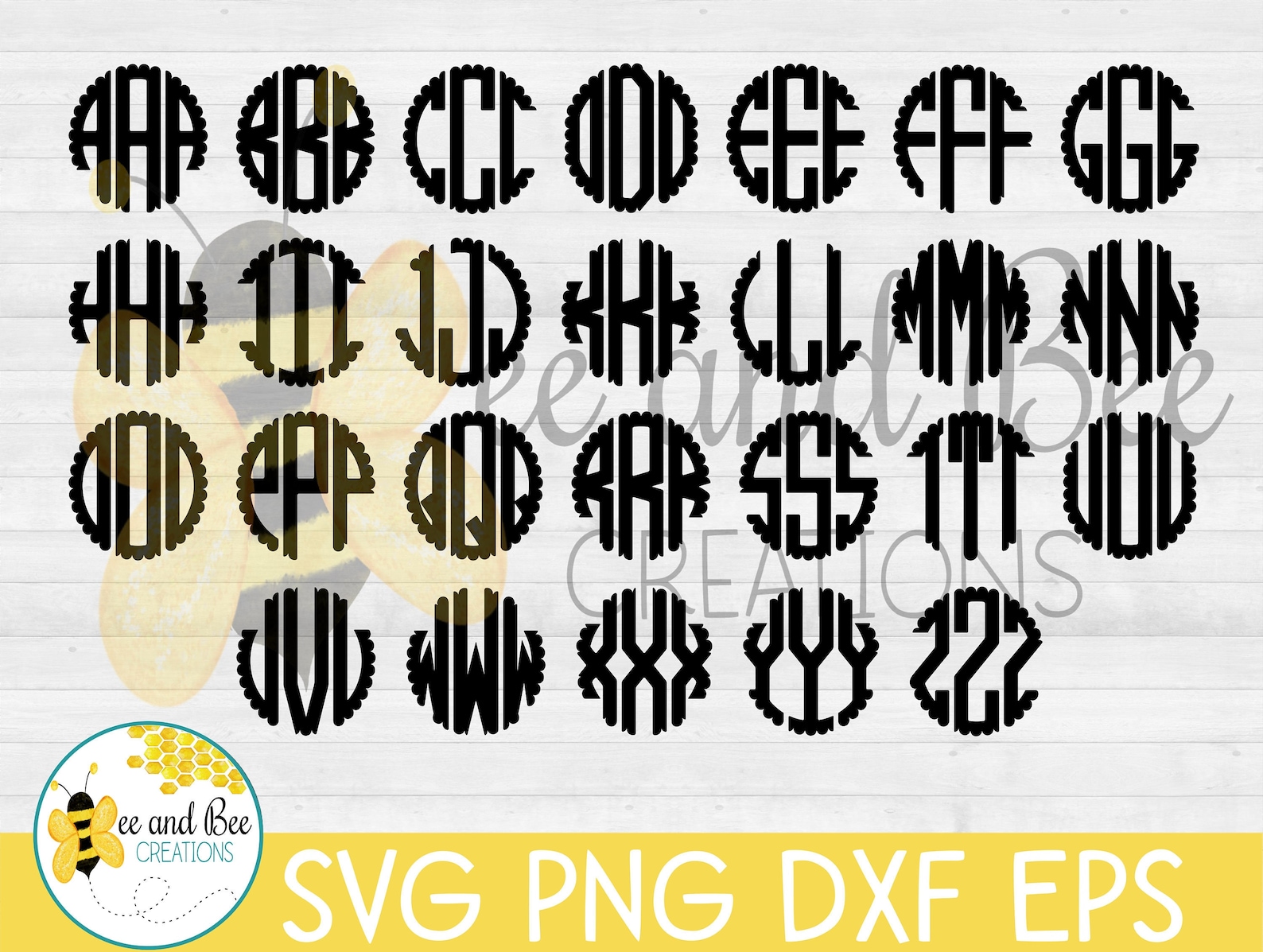 Scallop Monogram Svg, Png, Eps, and Dxf Files - Etsy