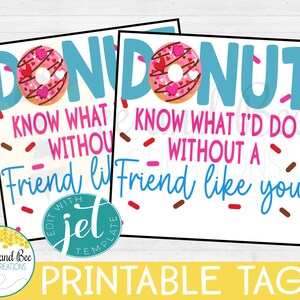Donut Valentine's Day Gift Tag - Png, Pdf and Jpg Files - Valentine's ...