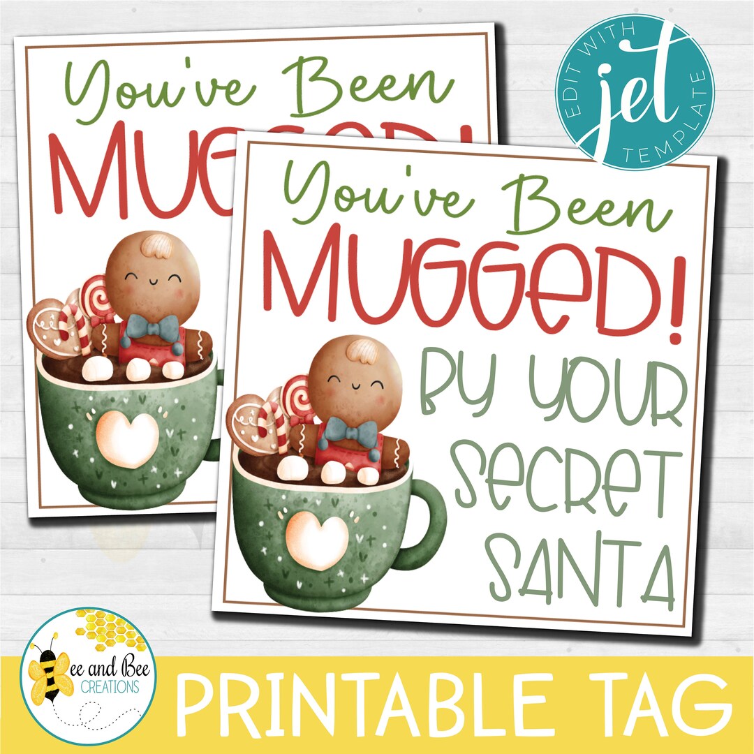 You've Been Mugged Gift Tag: Christmas Favor (PNG, PDF, JPG) - Etsy