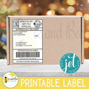 Editable Elf Shipping Label Printable - Instant Download, Elf Arrival ...