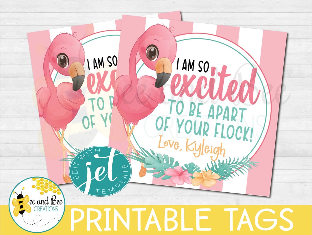 Flamingo Gift Tag - Png, Pdf and Jpg Files - Teacher Appreciation, Back ...