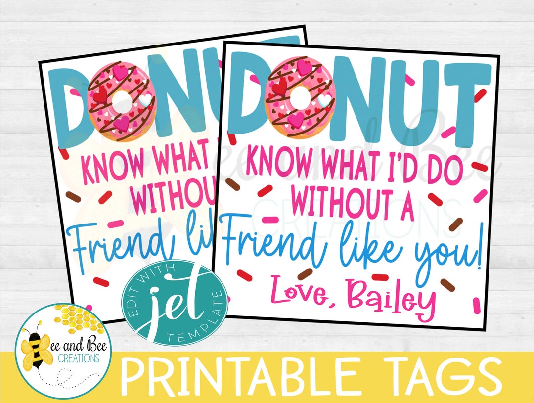 Donut Valentine's Day Gift Tag - Png, Pdf and Jpg Files - Valentine's ...