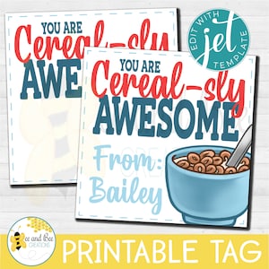 Cereal Gift Tag - Png, Pdf and Jpg Files - Favor Tag, Party Tags ...