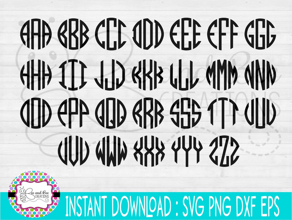 INSTANT DOWNLOAD: Circle Monogram Svg Png Eps and Dxf Files | Etsy