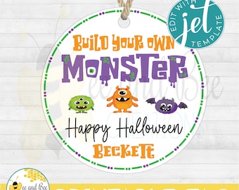 Build A Monster Halloween Favor Tags PRINTABLE Stickers Labels ...