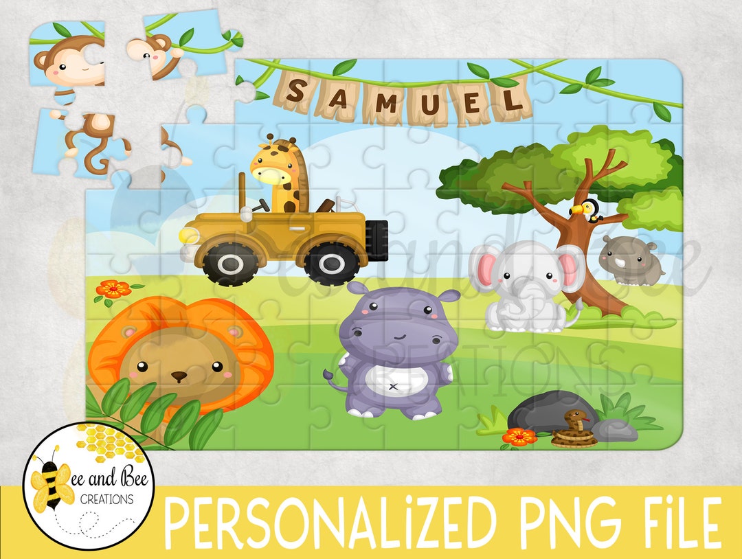 Personalized Safari Puzzle PNG Design: Africa Animals (digital Download ...