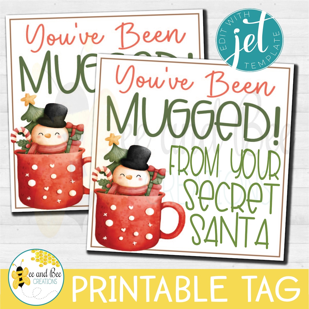 You've Been Mugged Gift Tag Png, Pdf and Jpg Files Christmas, Favor Tag ...