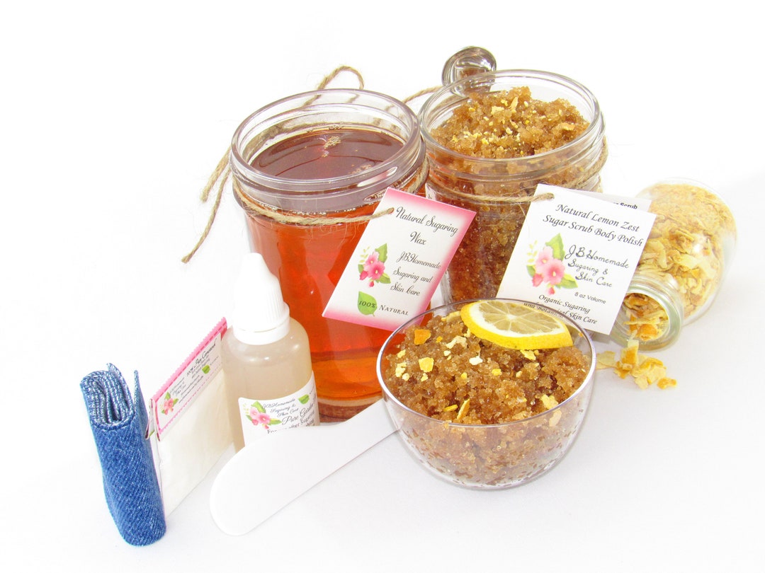 Sugaring Hair Removal Set: Lemon Zest Sugar Scrub, Natural Wax - Etsy