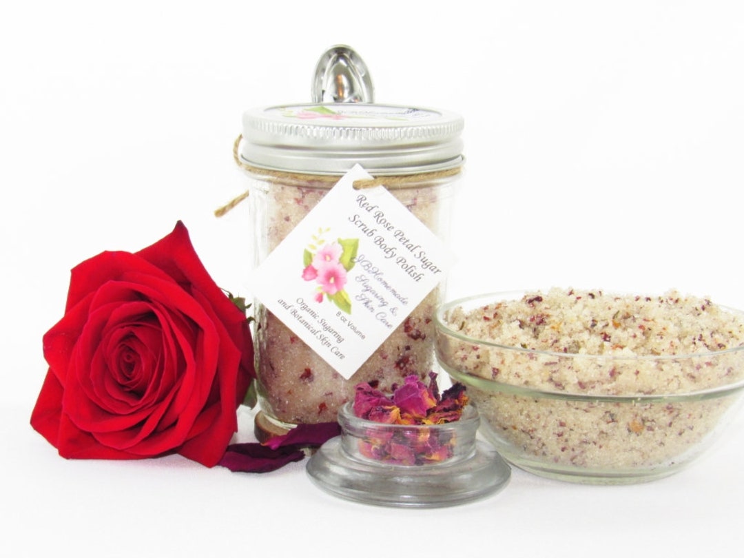 Red Rose Petal Sugar Scrub: Organic Body Polish (8 Oz Mason) - Etsy