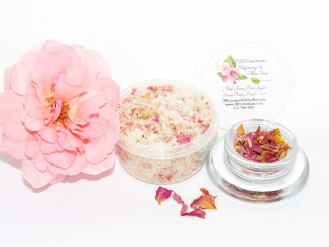 Natural Pink Rose Petal Sugar Scrub: Exfoliating Body Polish (2 Oz) - Etsy