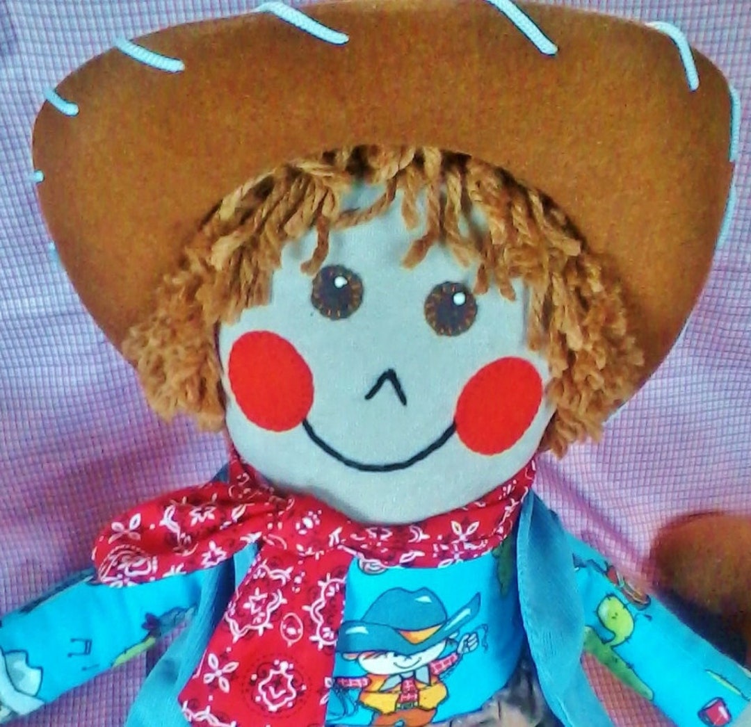 COWBOY CALEB Boy Doll, Rag Doll, Soft Doll, Pretend Play, Brown Hair ...