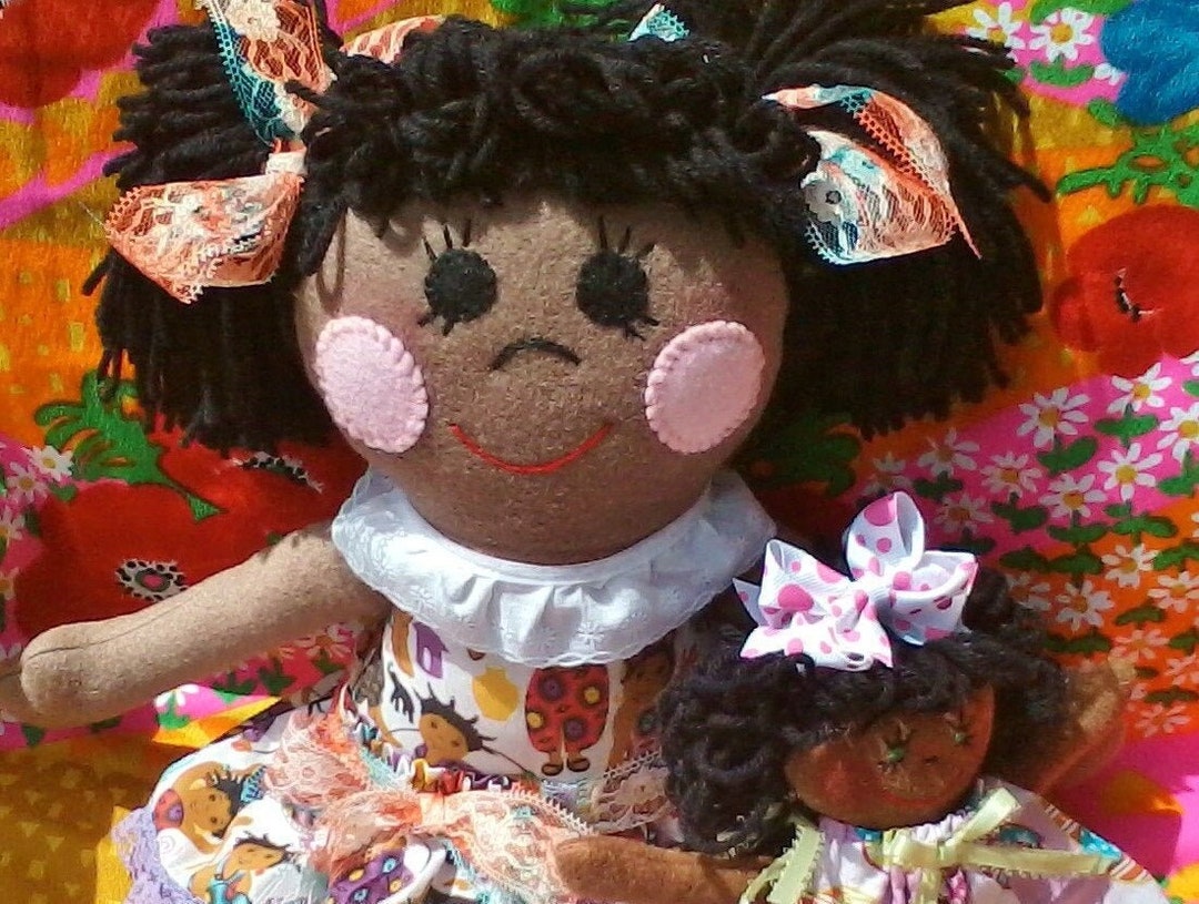 LIBBY Rag Doll, Black Doll, Black Hair, Pig Tails, 16 Inches, Baby Doll ...