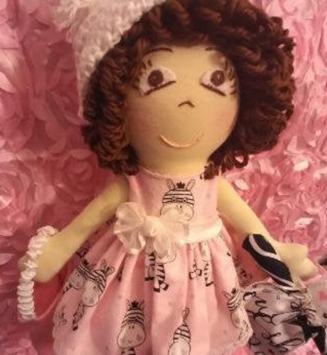 DANIELLE 16 Inches, Rag Doll, Brown Loop Hair, Pink Dress, Zebra, Doll ...