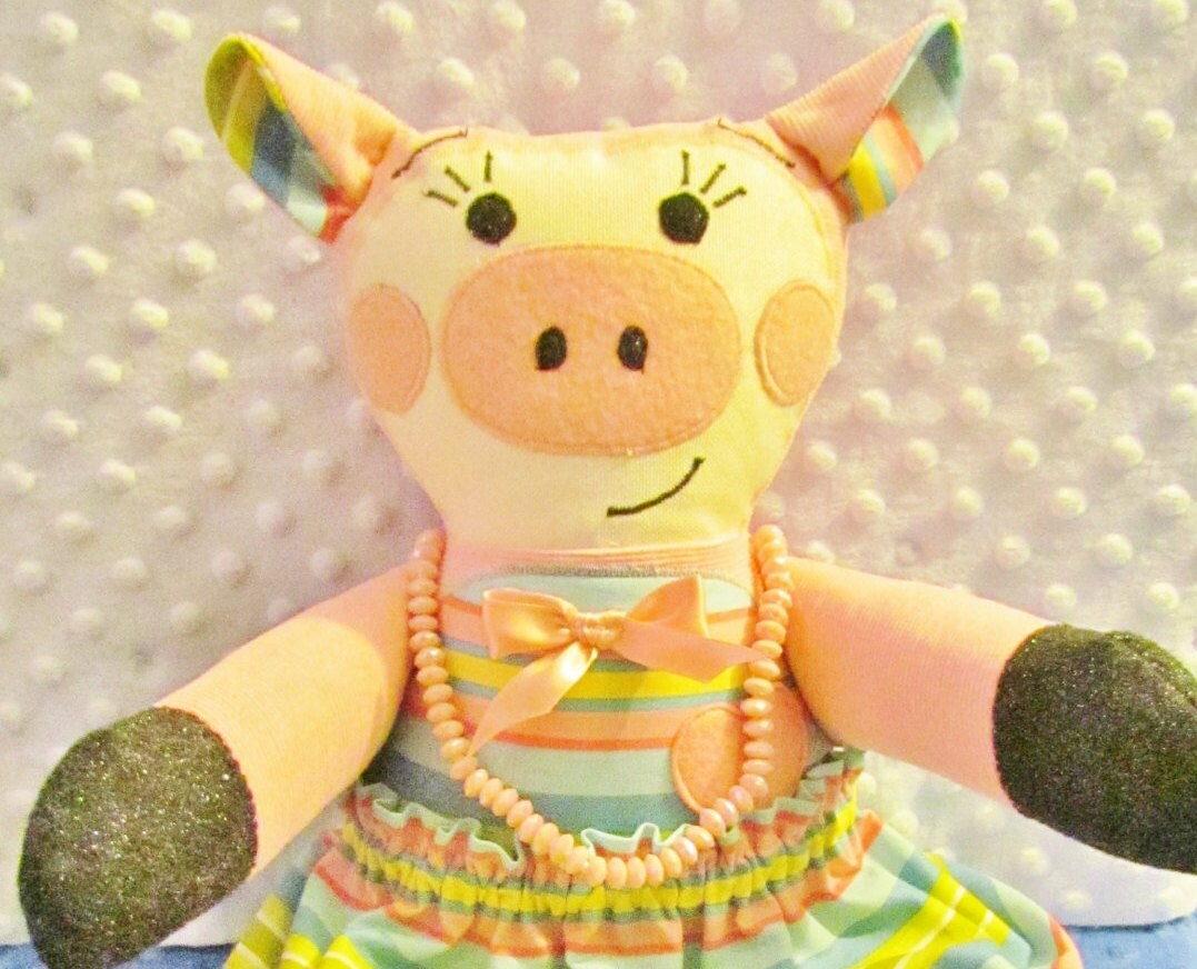 PENELOPE PIG DOLL Made to Order 16 Inches Pig Doll Pink - Etsy