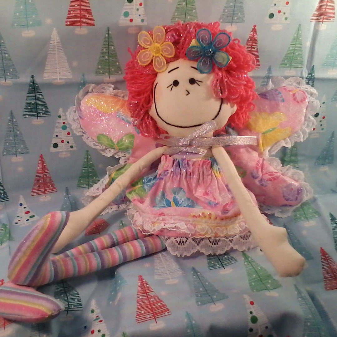 PINK FAIRY Whimsical Fairy, Sparkle Fairy, Rag Doll, Fairy Wings, Pink ...