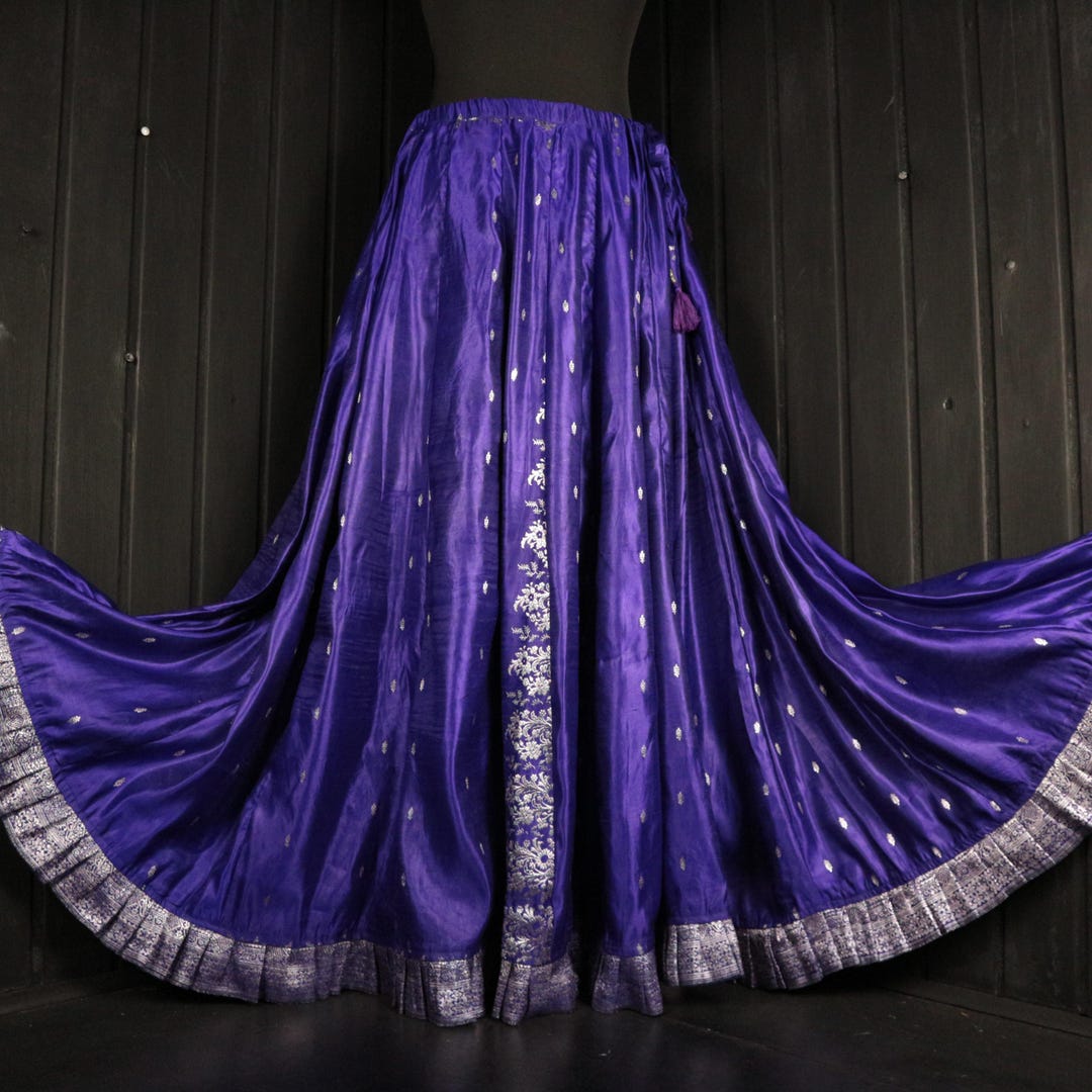 VIOLA - up to 44” Waist LUNA SKIRT - Full Circle Silk Skirt, Colourful ...