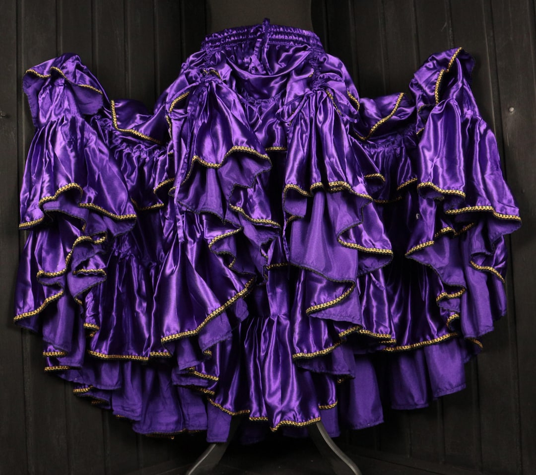 DELPHINE -30"-50" Waist VAGABOND Skirt -length 37", Black & Gold Trim ...