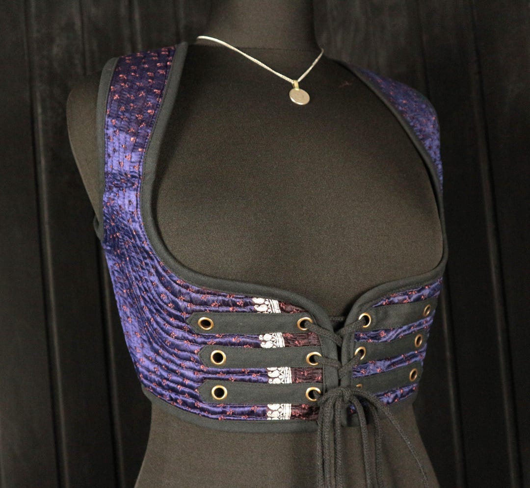 INDIRA -32-36" Underbust COLLARLESS ARABELLA Choli -size M, Silk Vest ...
