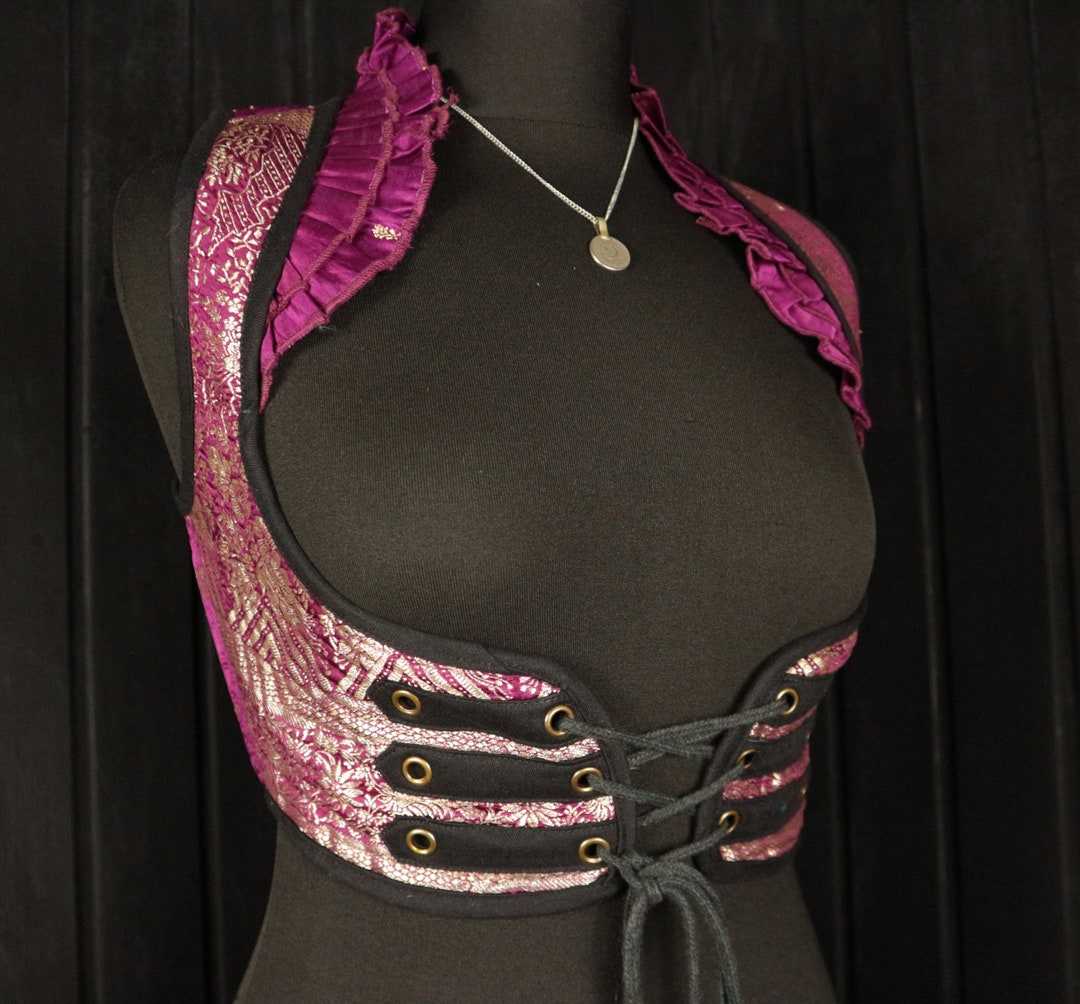 XARA - 30-34" Underbust ARABELLA CHOLI - Size S, Silk Vest, Midriff Top ...