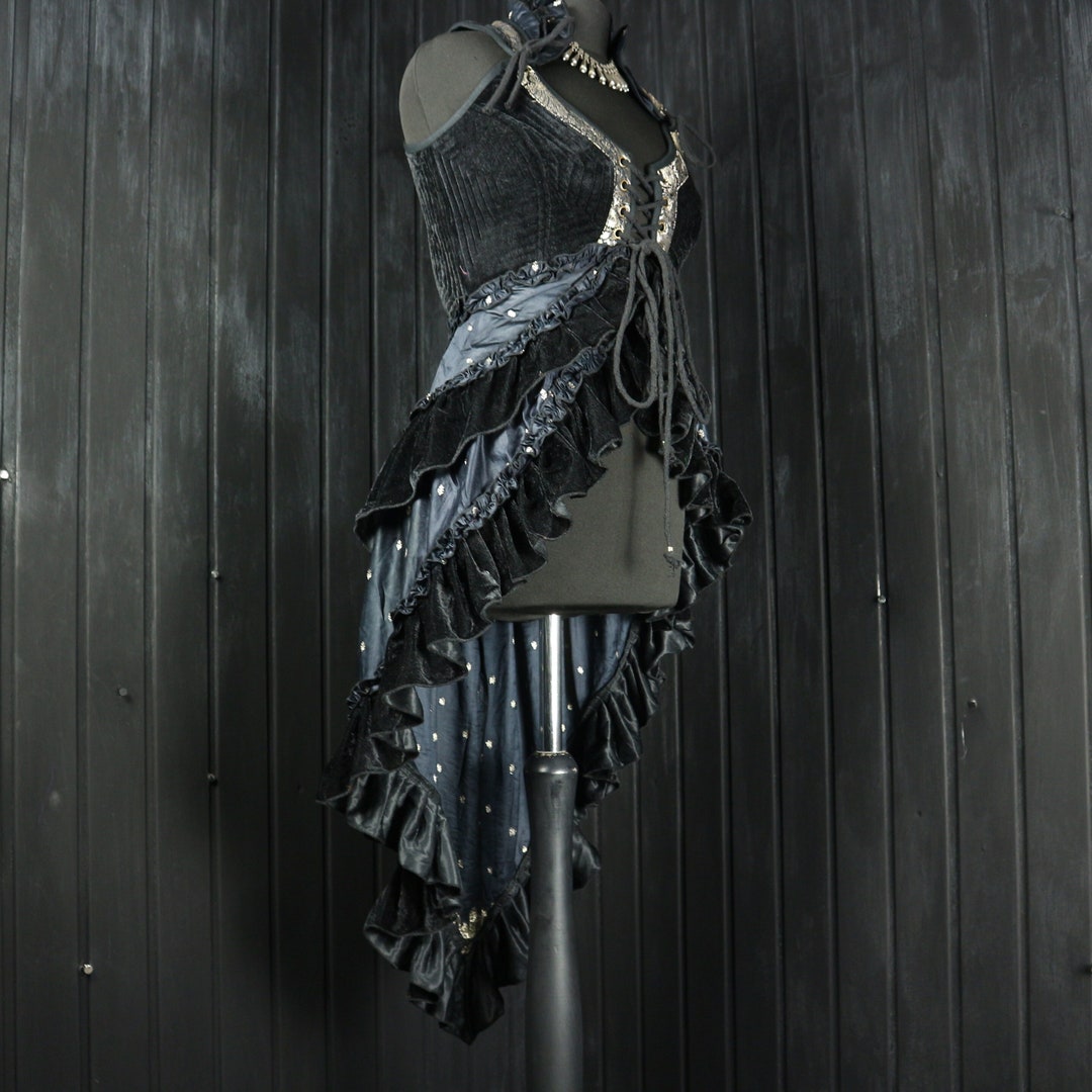 BLACK PEARL 32 Bust ARYA Gown Size S Velvet Silk Corset Style Bodice ...