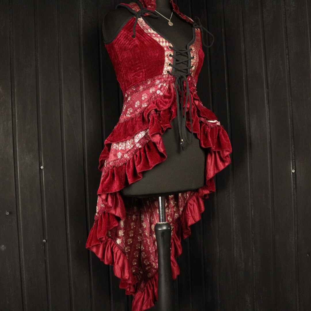 FIRE WALKER - 32" Bust ARYA Gown - Size S Velvet & Silk Corset Style ...