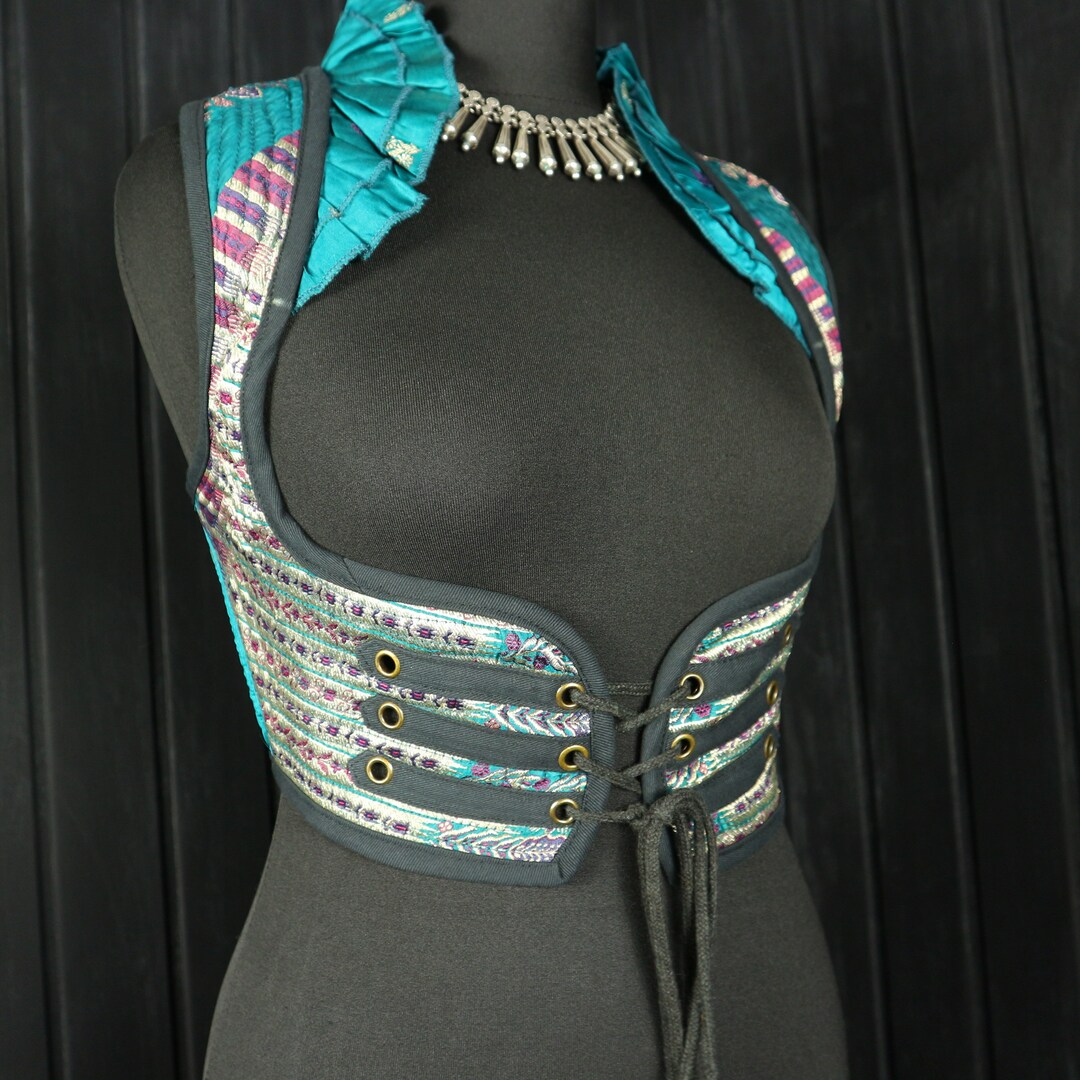 HEIDI - 30-34" Underbust ARABELLA CHOLI - Size S, Silk Vest, Midriff ...