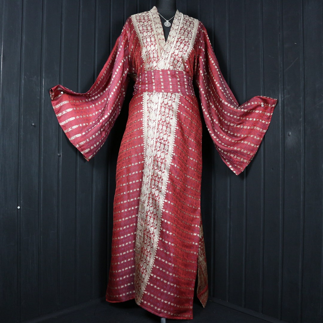 YULIA Goddess Robe Silk Kimono Wrap, Dressing Gown, Luxury Loungewear ...