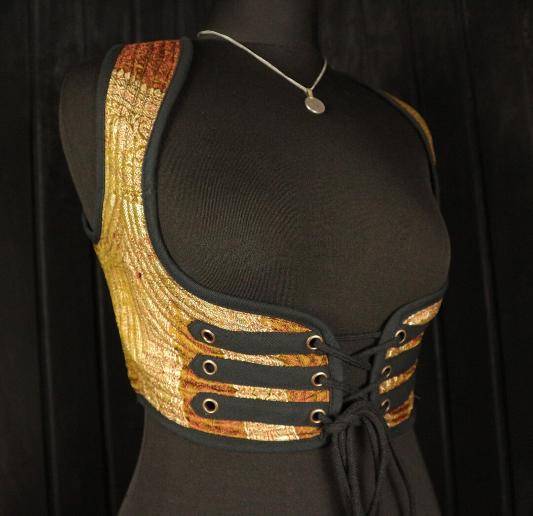 HESSA -30-34" Underbust COLLARLESS ARABELLA Choli -size S, Silk Vest ...