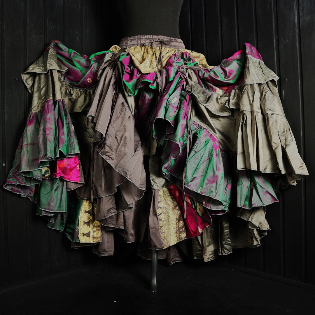 MEMPHIS 2848 Waist Adjustable VAGABOND Skirt, Length 39, Colourful Silk ...