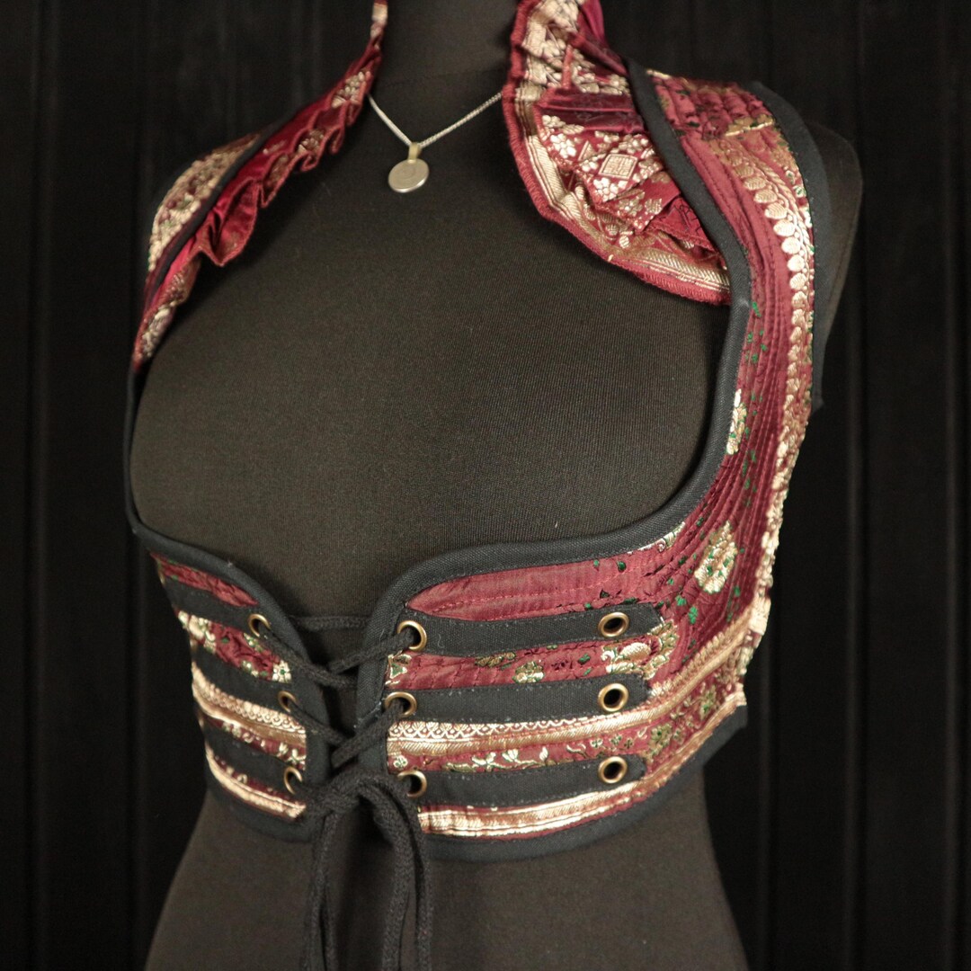 RYLEE - 32-36" Underbust ARABELLA CHOLI - Size M Silk Vest, Midriff Top, Cropped Corset Top ...