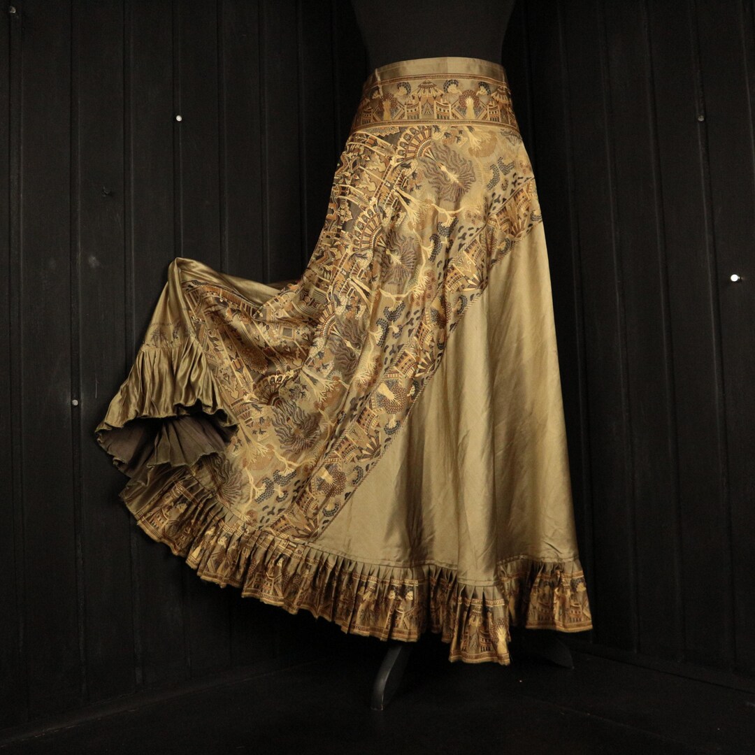 FAHIME - 30"-40” Waist MISTRAL Skirt - Size S-M Full Circle Silk Skirt ...