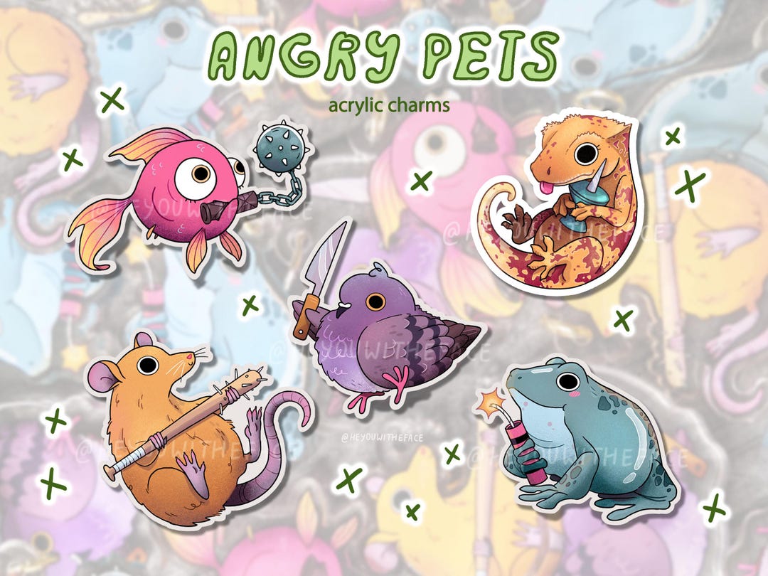 Angry Pet Acrylic Phone Charms - Etsy