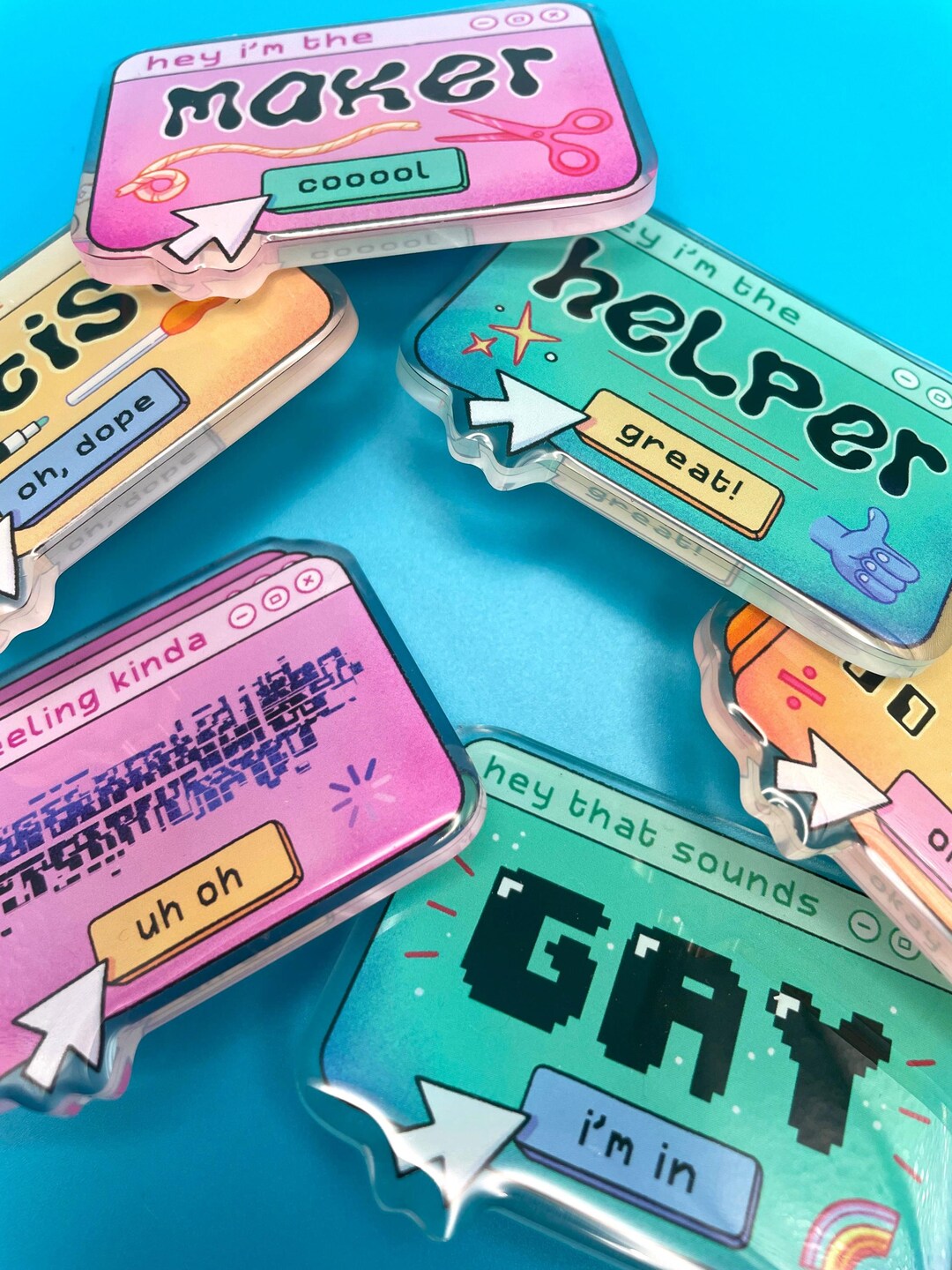 Acrylin Pin Badges; Artist, Helper, Maker, Funny - Etsy