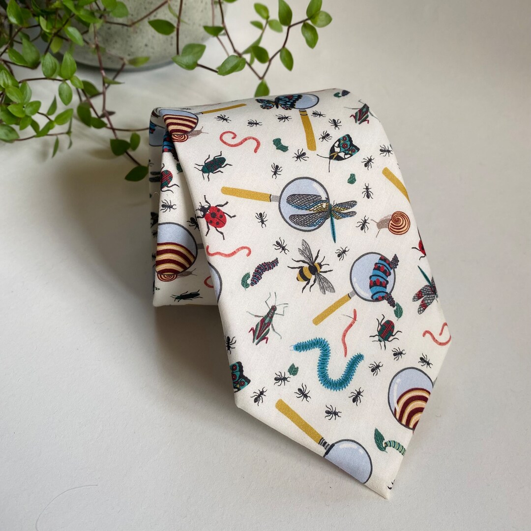 Liberty London Cotton Men’s Tie - “eye Spy Bugs” Quirky Necktie - Etsy