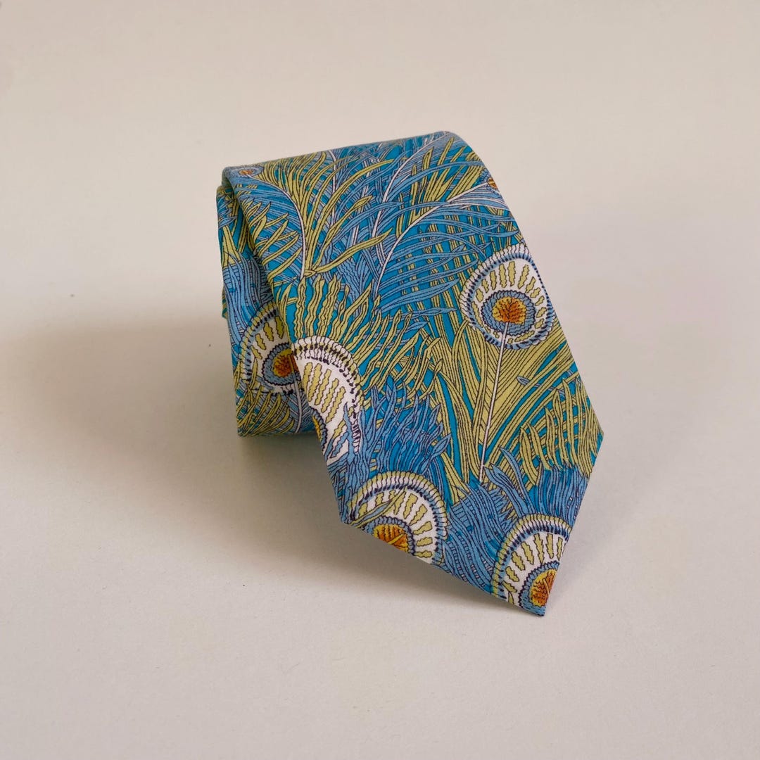 Liberty of London “hera" Bespoke Men’s Tie -peacock Pattern Green Blue ...