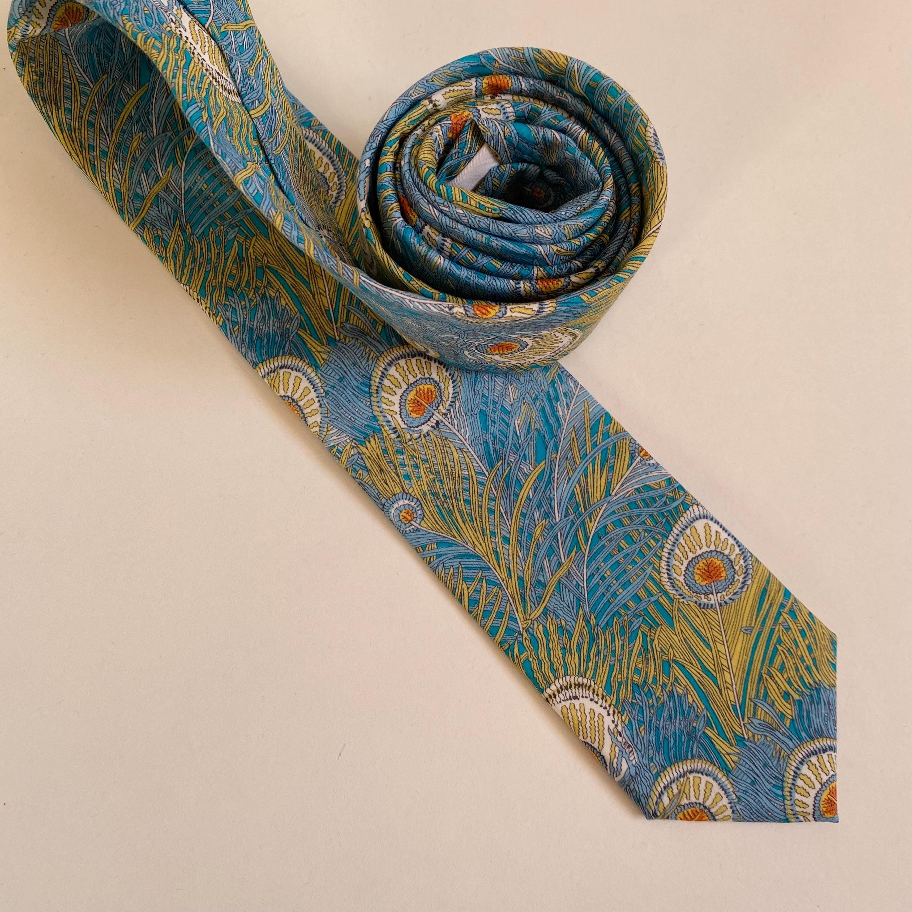 Liberty of London “hera" Bespoke Men’s Tie -peacock Pattern Green Blue ...