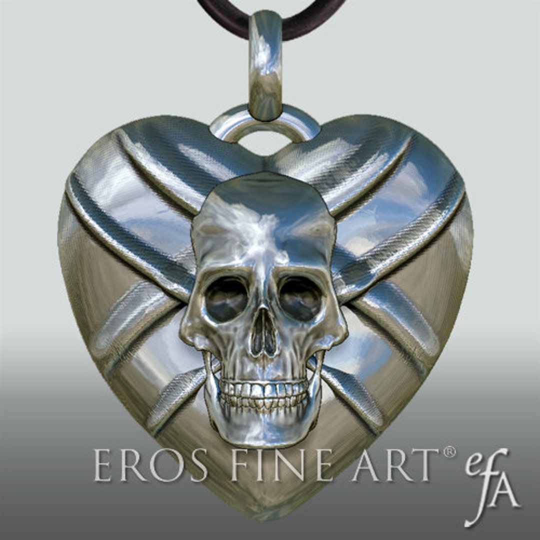 Heart Pendant "skull With Swords" - Exclusive Silver Pendant - Heart ...