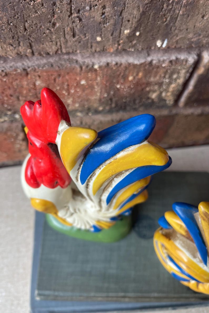 Vintage Norleans Ceramic Roosters Figurine Set (2) Hand Painted Marked ...