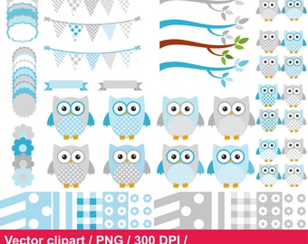 Digital Owl Clipart | Etsy